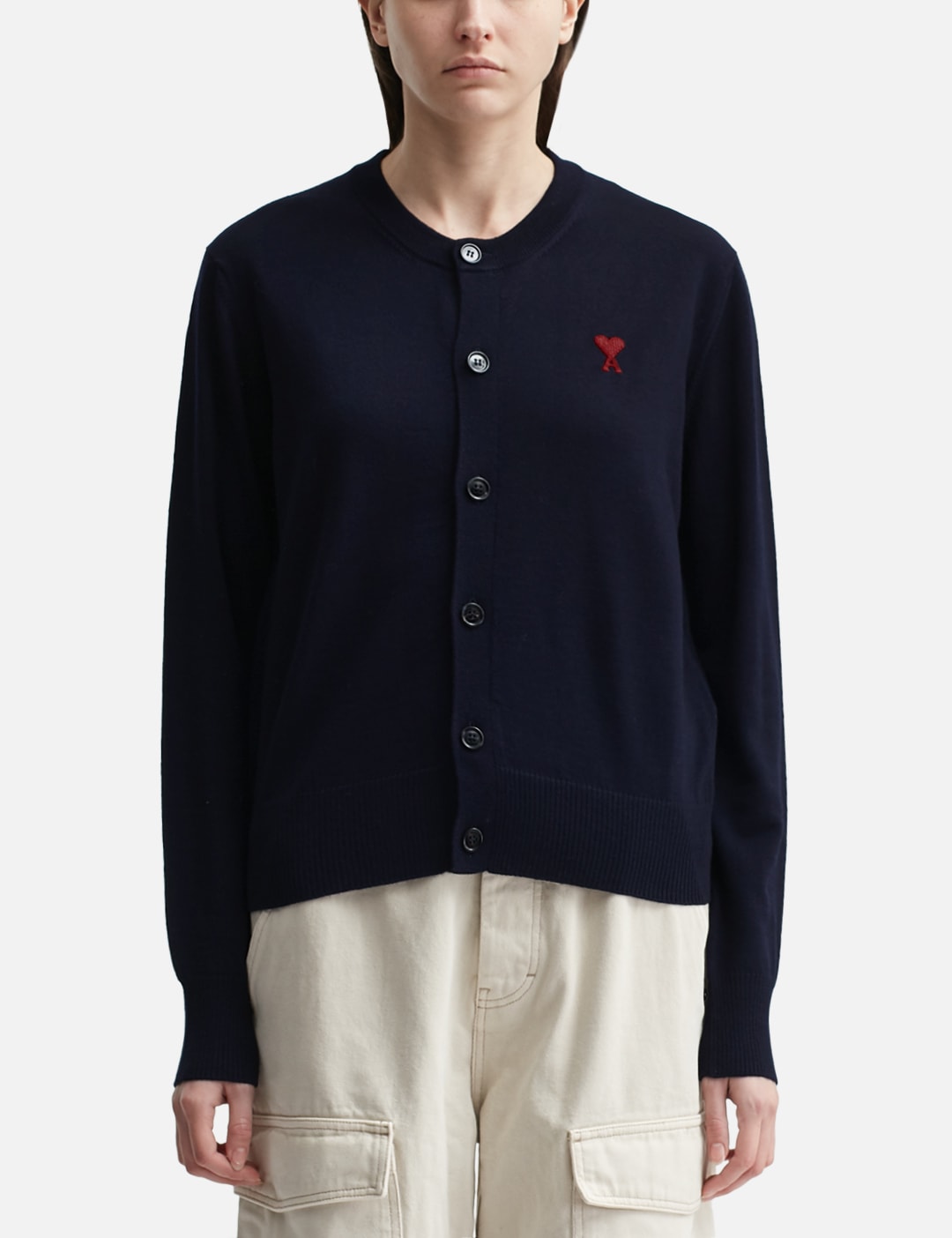 Ami - Red Ami de Coeur Cardigan NIGHT BLUE | HBX - Globally Curated ...