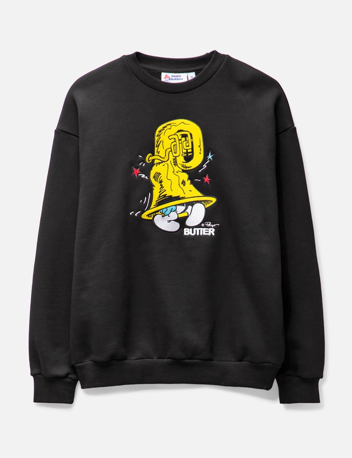 Butter Goods X The Smurfs Harmony Crewneck Sweatshirt In Black | ModeSens