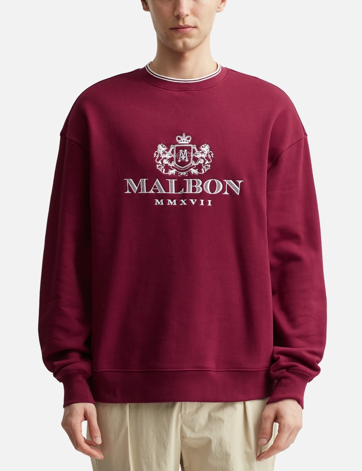Malbon Golf Monarch Crew Neck - Red Mahogany relaxed cotton crewneck. | HBX