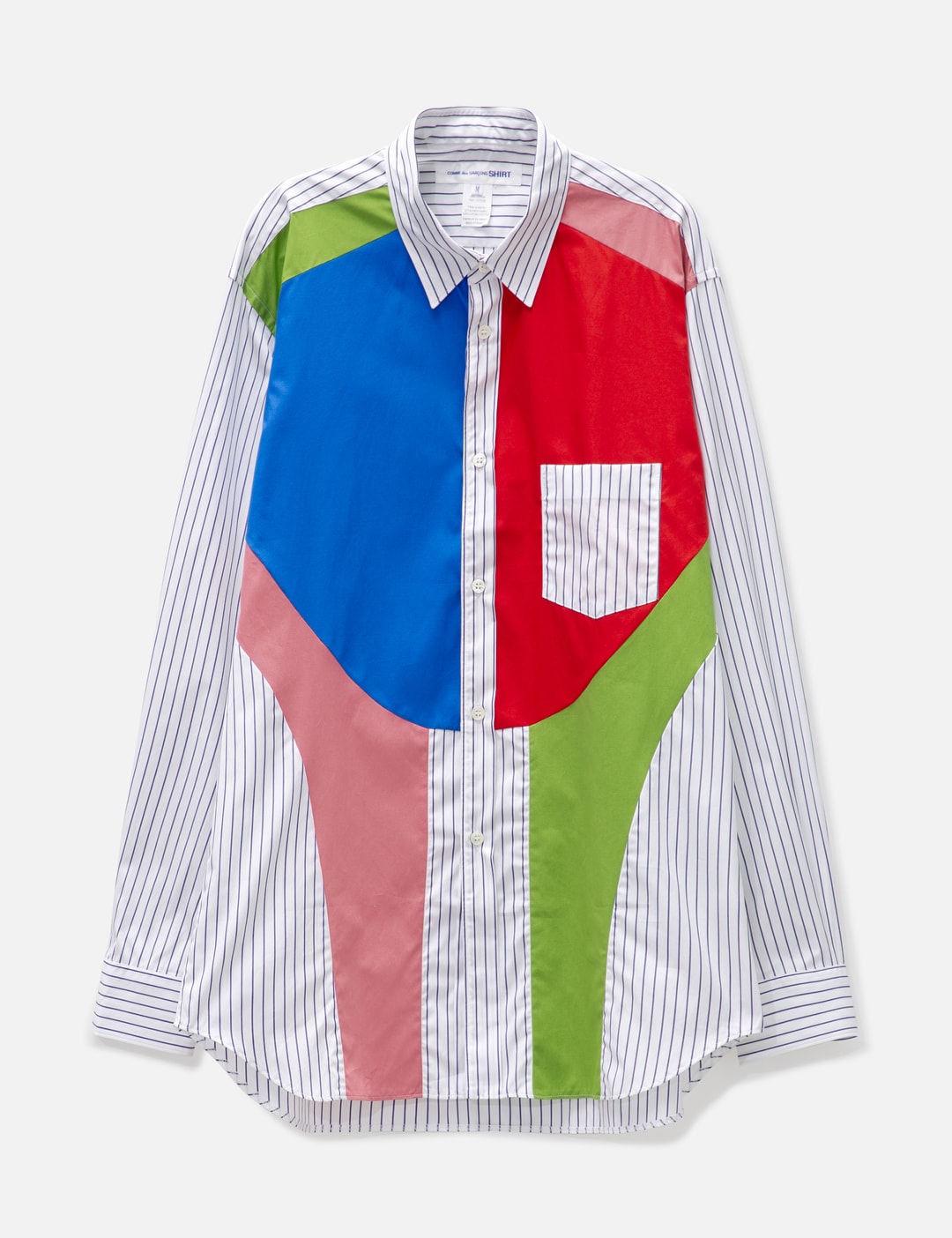 CDG Shirt - Multicolor Woven Panel Striped Shirt | HBX