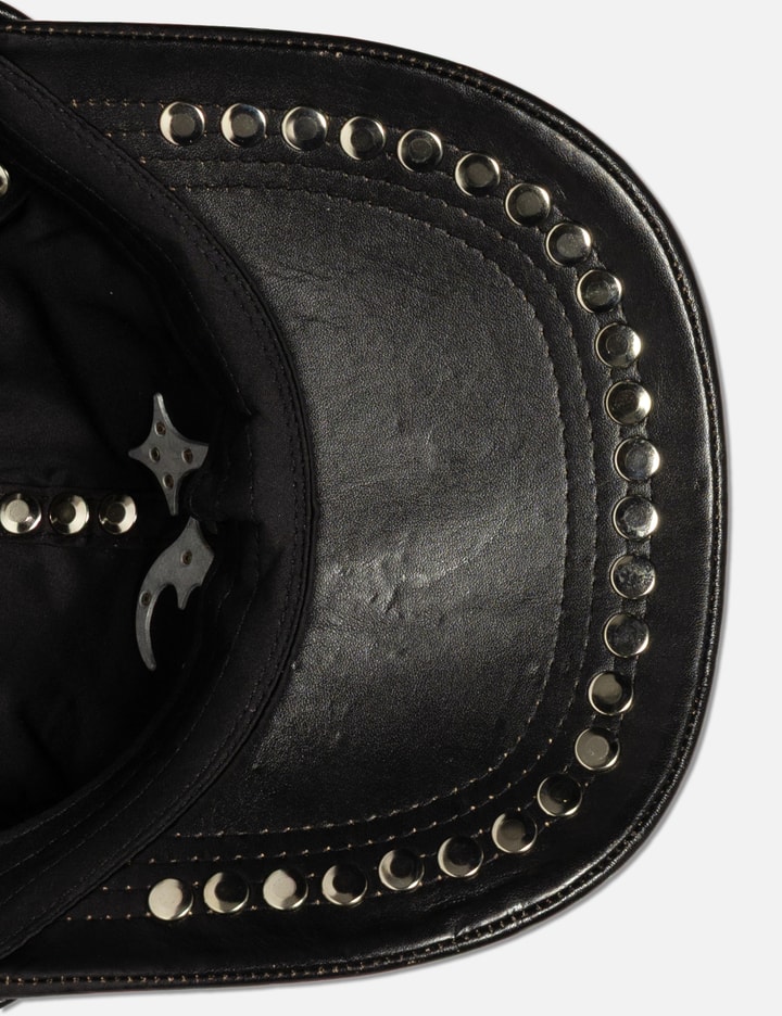 THUG CLUB Studded Washed Leather Cap - Vintage leather, metal logo ...