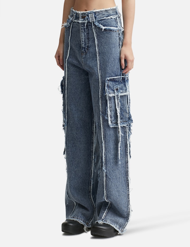 DHRUV KAPOOR - DESTROYED CARGO JEANS | HBX - HYPEBEAST 為您搜羅全球潮流時尚品牌