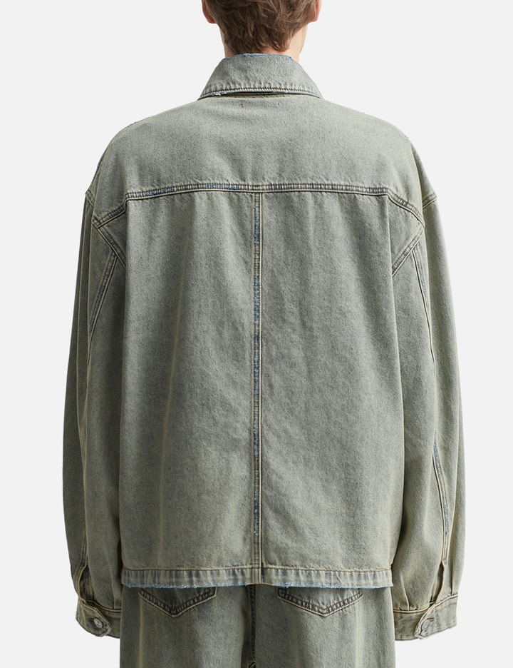 CODA - Indigo Acid Washed Distressed Denim Slant Jacket | HBX ...