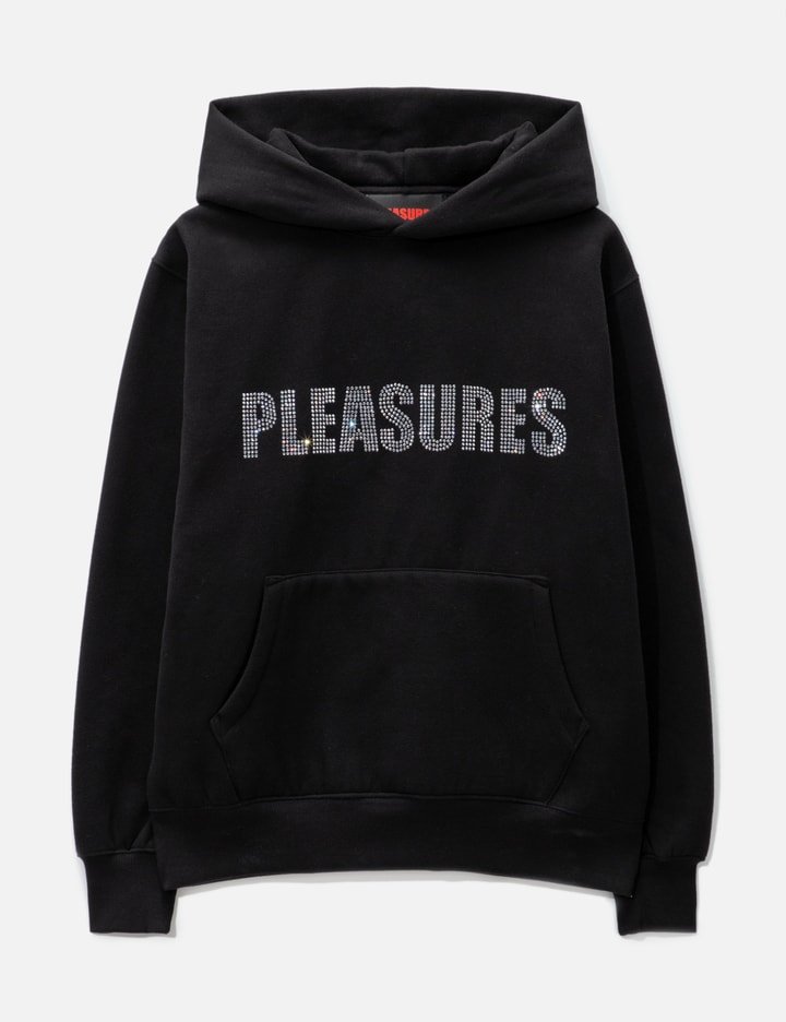 Pleasures RHINESTONE IMPACT HOODIE - Black midweight hoodie with ...