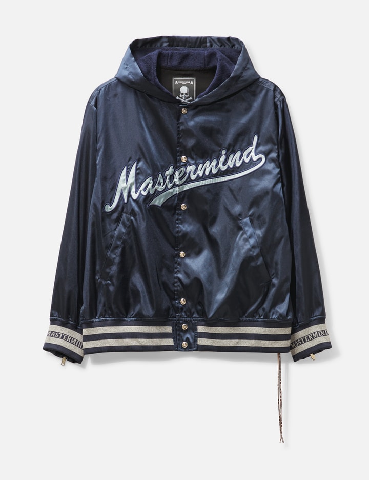 Mastermind Japan Logo-appliquéd Shell Hooded Bomber Jacket In Blue ...