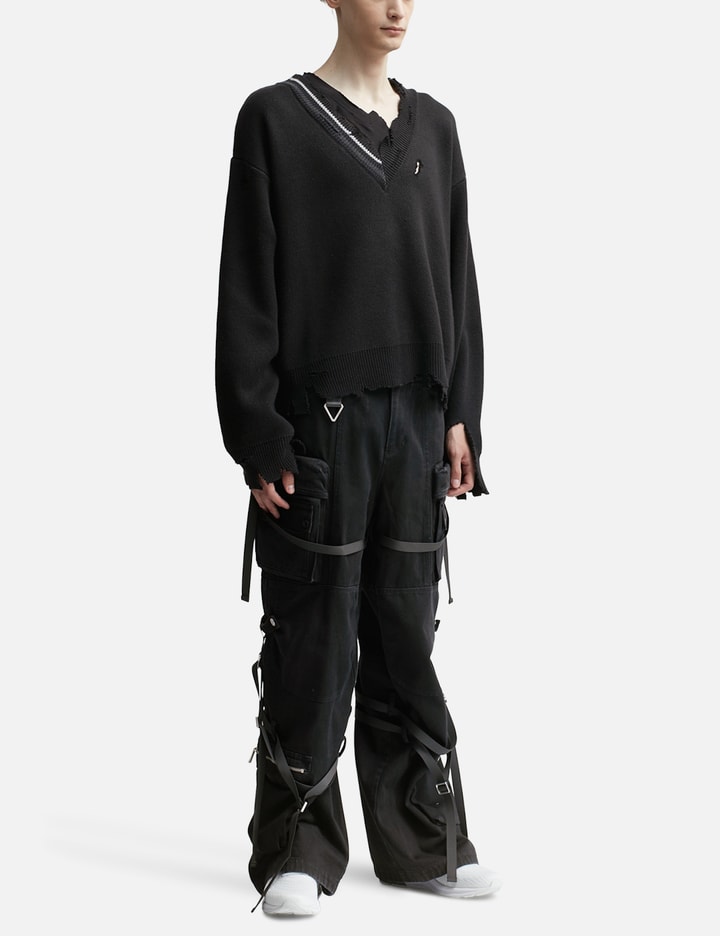 C2H4 - Staff Uniform Distressed Knit Layered Sweater | HBX - Globally ...