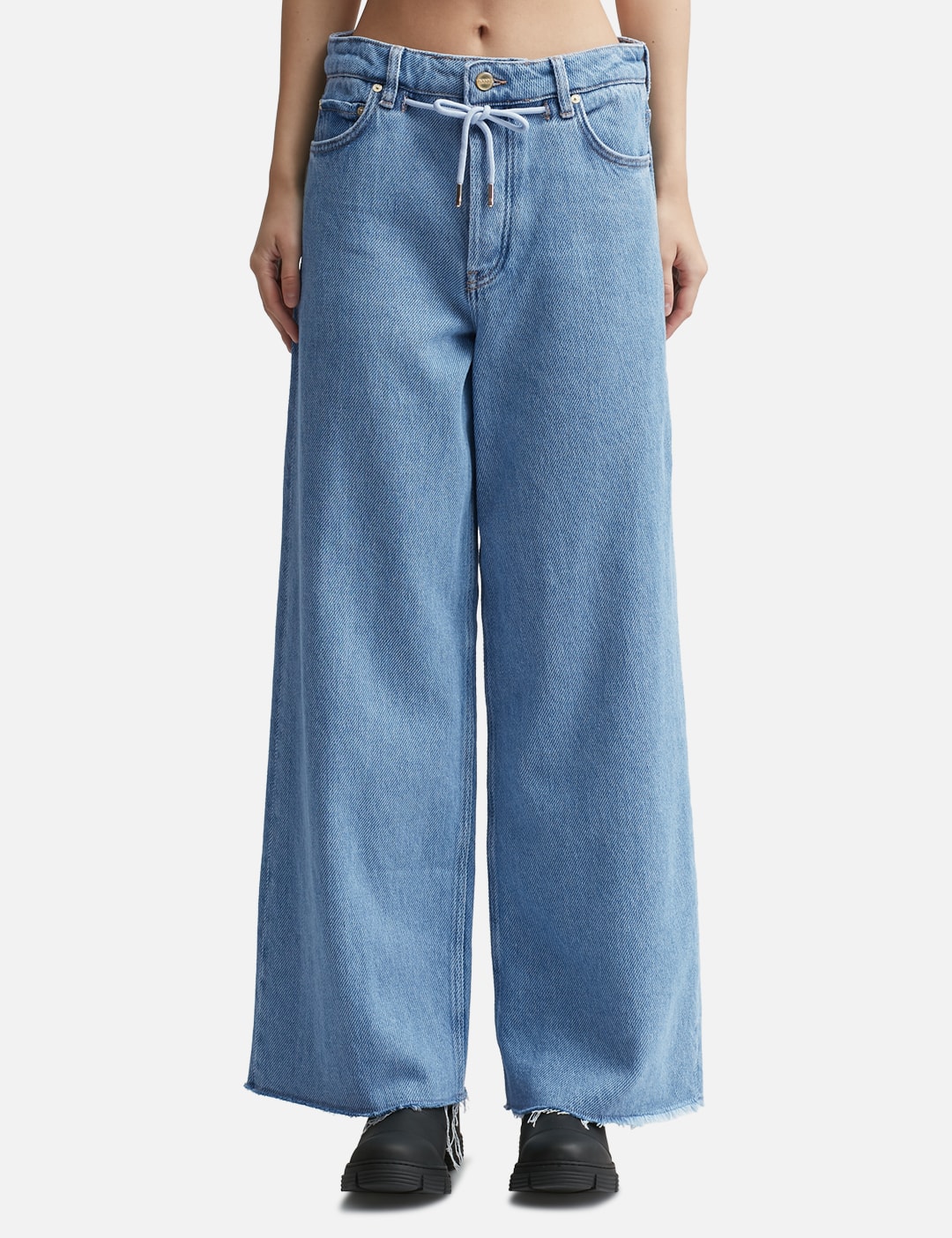 Ganni - Heavy Denim Wide Drawstring Jeans | HBX - Globally Curated ...
