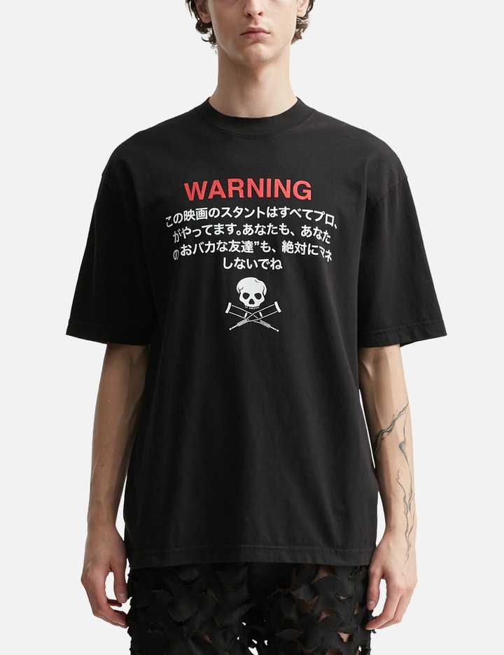 Babylon Jackass x Babylon Warning Tee - Oversized 6oz black cotton tee ...