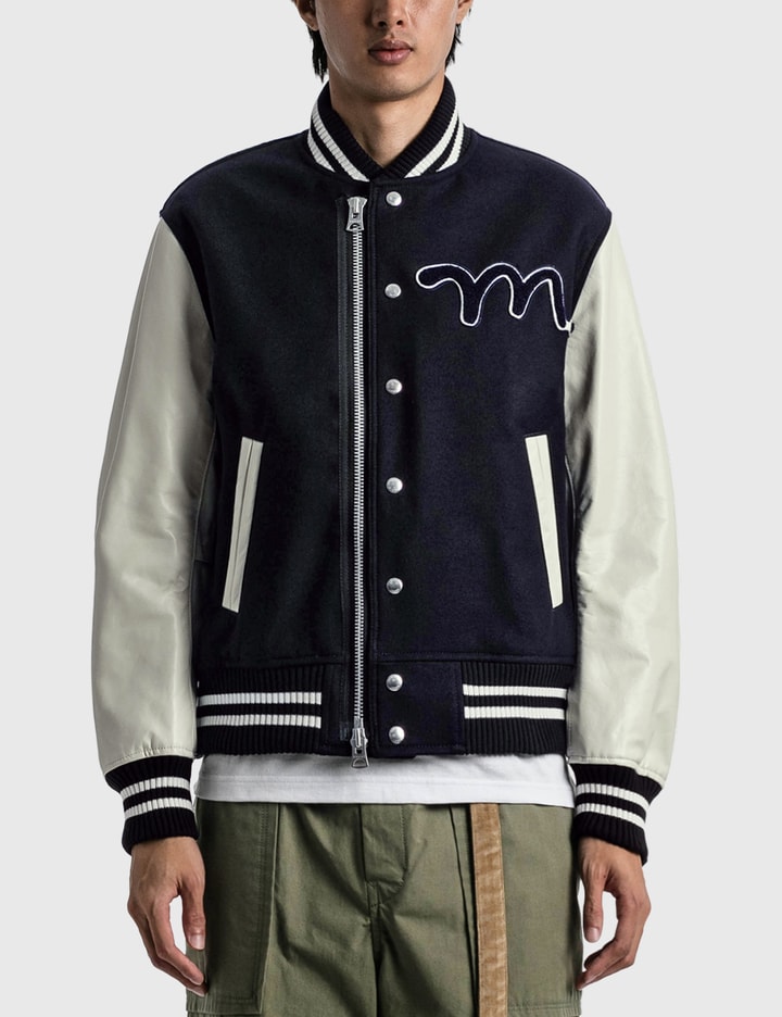 Sacai - MADSAKI Wool Melton Varsity Jacket | HBX - HYPEBEAST 為您搜羅全球潮流時尚品牌