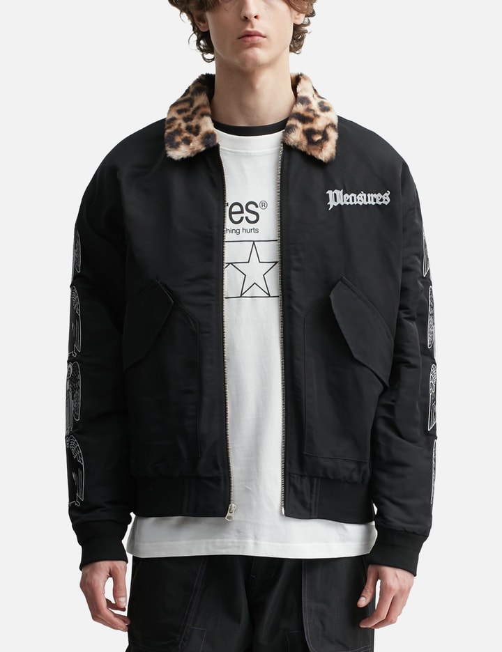 Pleasures Angel Demon Flight Jacket - Black flight jacket with leopard ...