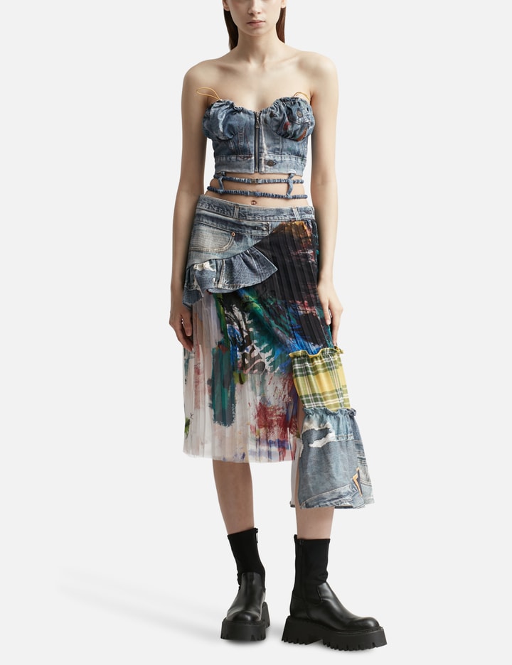 Andersson Bell - ARINA DENIM PLAY BACKLESS BUSTIER | HBX