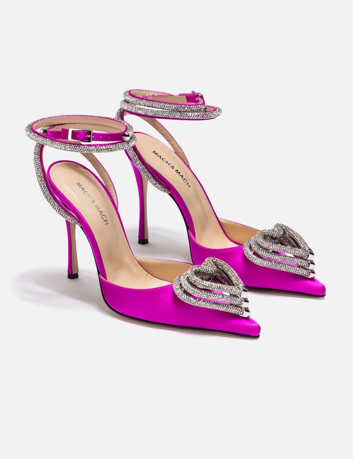 Mach & Mach - Triple Heart Satin Heels | HBX