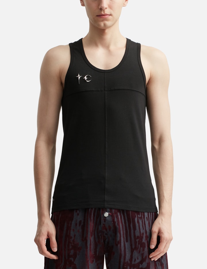 THUG CLUB TC Tank Top - Black stretch-cotton tank with metal chest ...