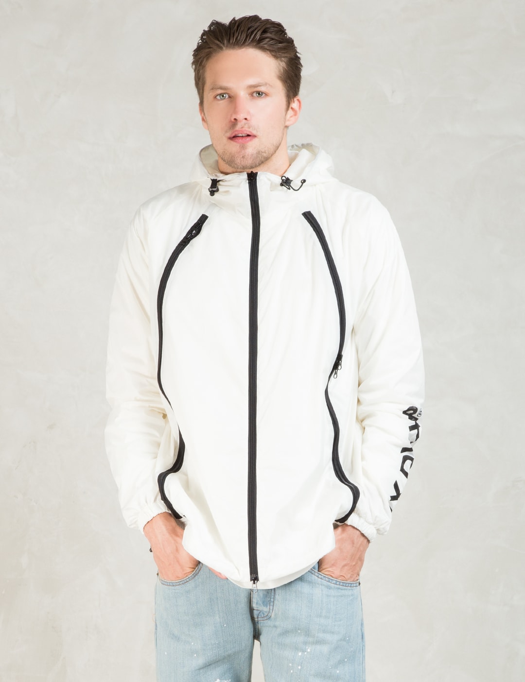 10.Deep - White Triple Zip Nylon Shell Jacket | HBX - Globally Curated ...