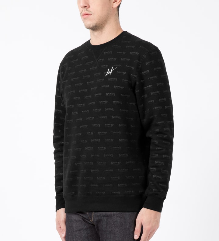 Huf - HUF x THRASHER Black Crewneck Sweater | HBX - Globally Curated ...