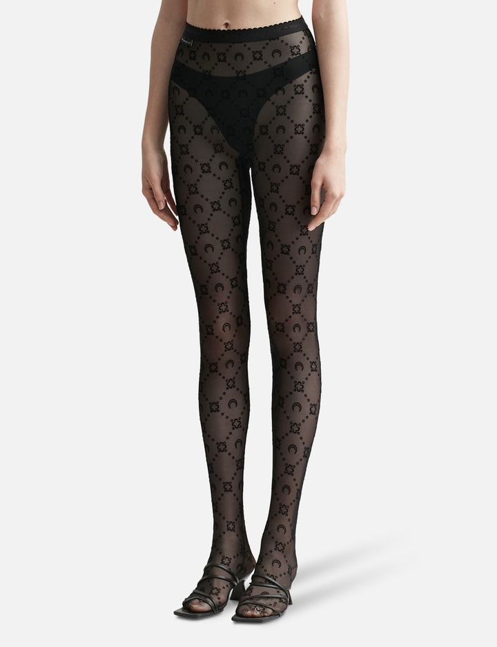 Marine Serre - MOONOGRAM FLOCKED MESH TIGHTS | HBX