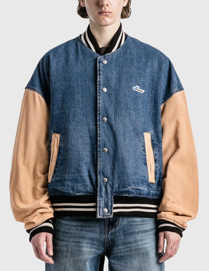 We11done - Denim Varsity Jacket | HBX