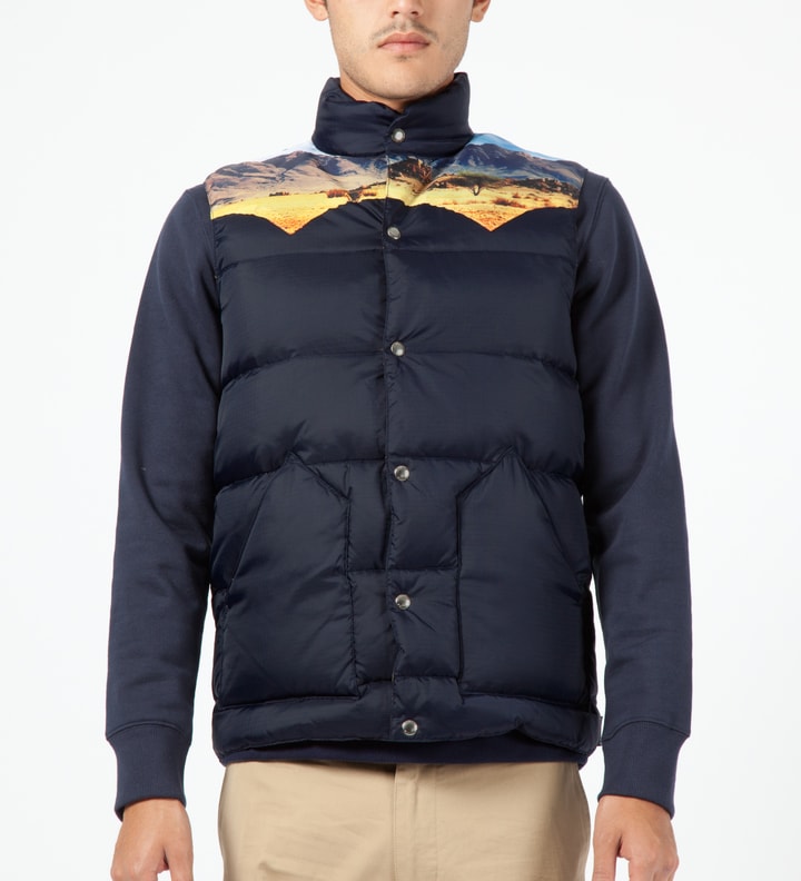 Penfield - Navy Mojave Yoke Down Vest | HBX - Globally Curated Fashion ...