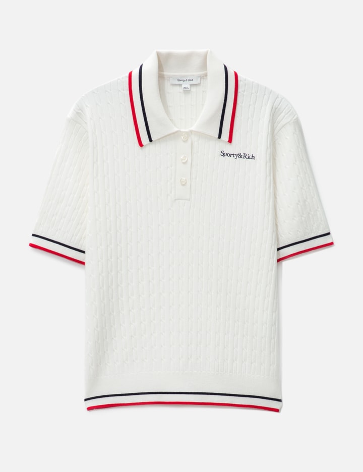 Sporty & Rich - Serif Logo Mini Cable Polo | HBX