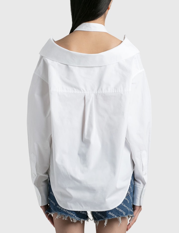 T By Alexander Wang - Off Shoulder Boyfriend Shirt With Halter Placket ...