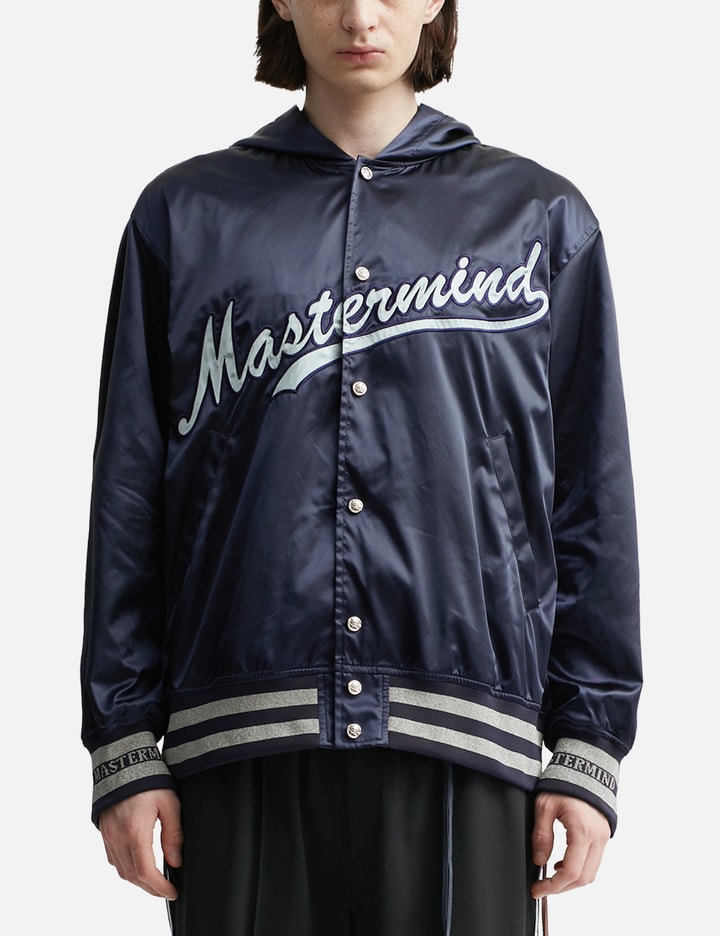 Mastermind Japan Logo-appliquéd Shell Hooded Bomber Jacket In Blue ...