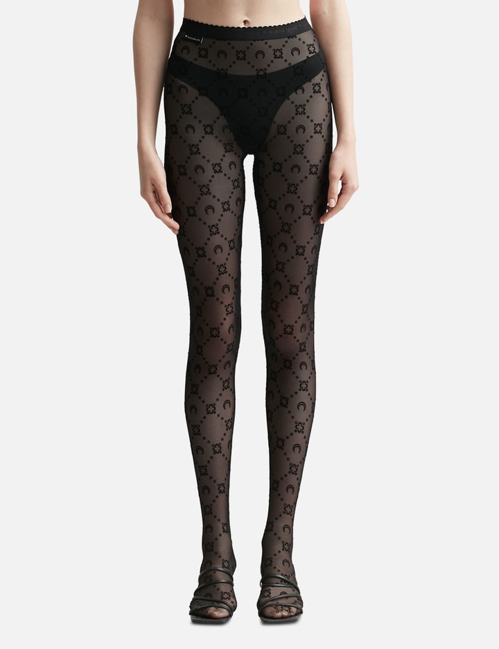 Marine Serre - MOONOGRAM FLOCKED MESH TIGHTS | HBX