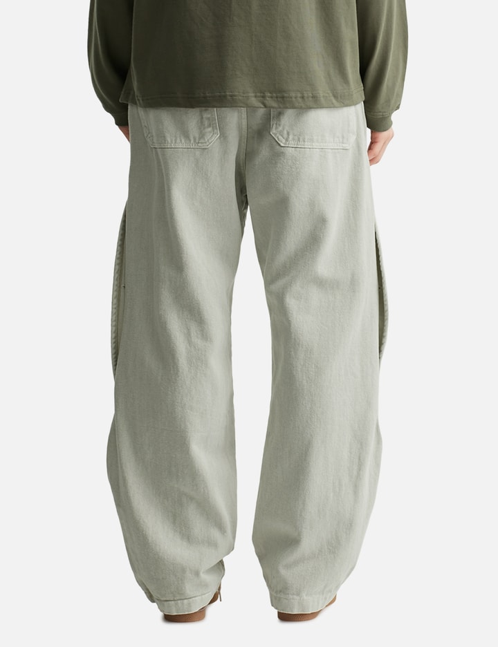 San San Gear Cotton Wave Pants - 灰色洗水純棉長褲，側邊弧形疊片配按鈕，帶裡布，日常休閒必備 | HBX