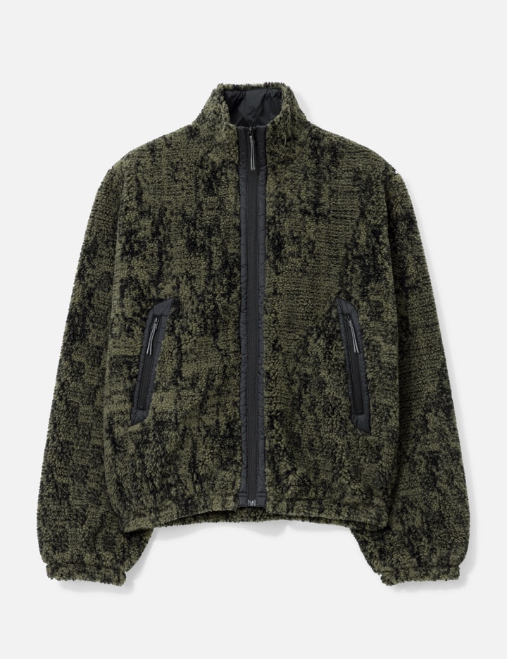 ROA Ewe Furry Jacket - Olive oversized faux-fur jacket with high neck ...
