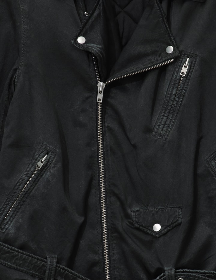 MM6 Maison Margiela Biker Jacket - Washed black moto jacket with ...