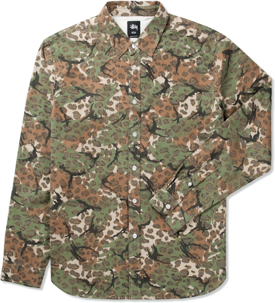 Stüssy - Natural Cheetah Camo Shirt | HBX - Globally Curated Fashion ...
