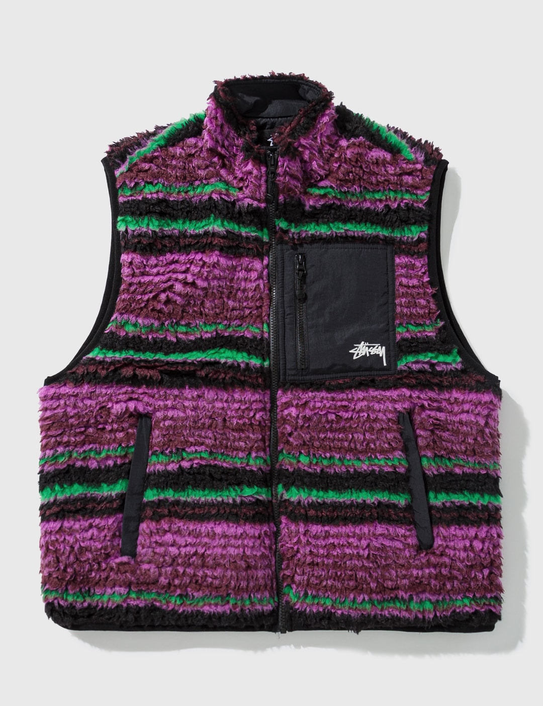 Stüssy - Striped Sherpa Vest | HBX - Globally Curated Fashion and ...