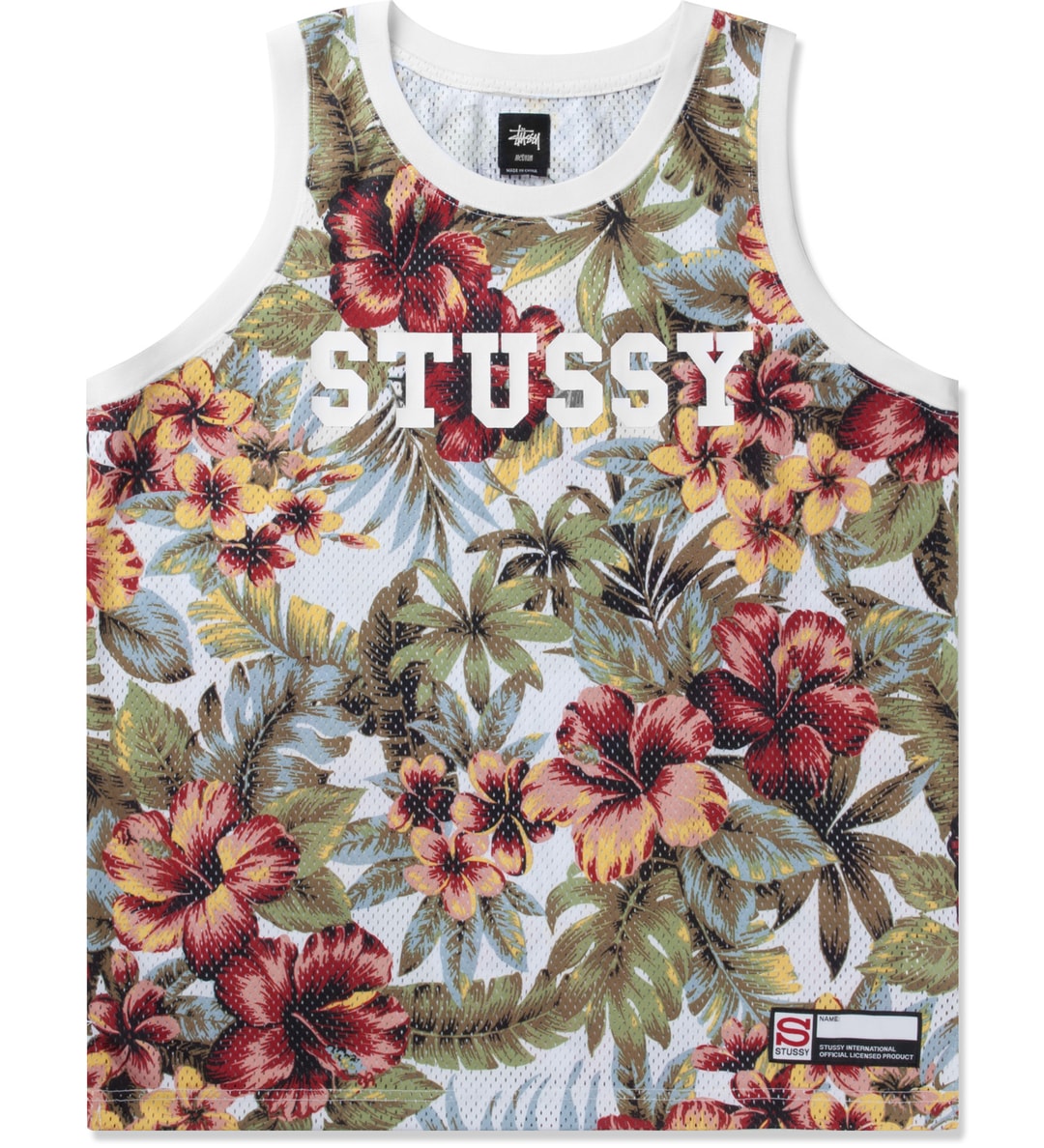 Stüssy - Natural Island Flower Mesh Tank Top | HBX - Globally Curated ...