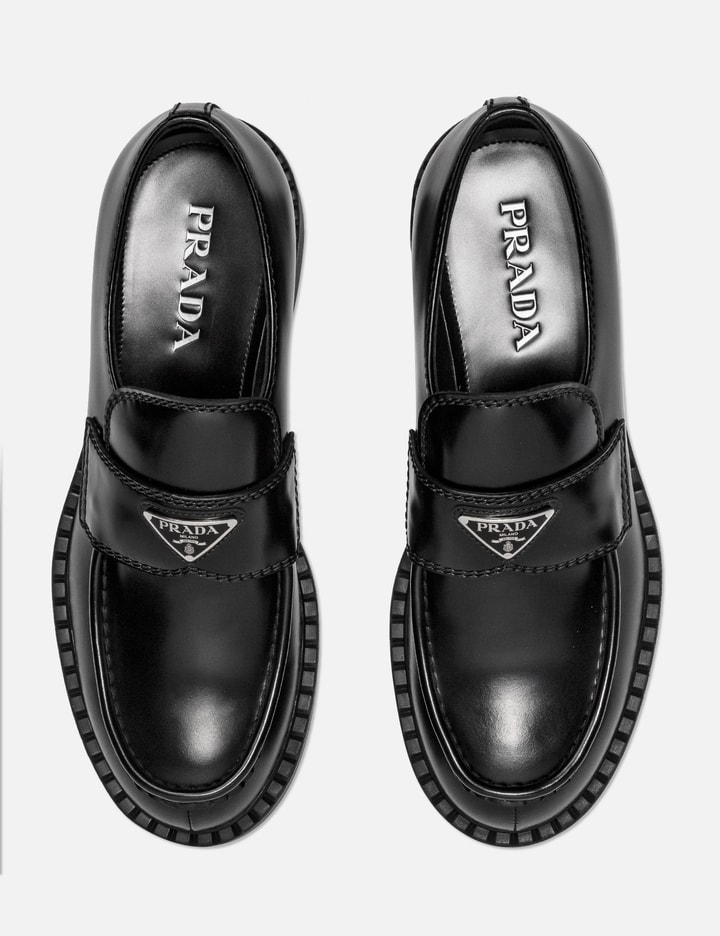Prada - Chocolate Brushed Leather Loafers | HBX
