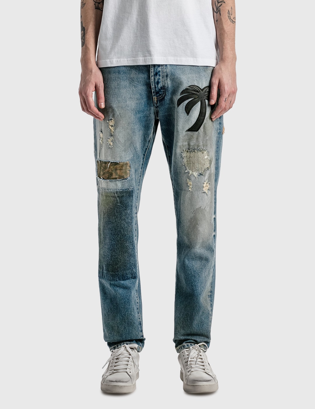 Palm Angels - Curved Palm Tree Regular Denim Pants | HBX - Globally ...