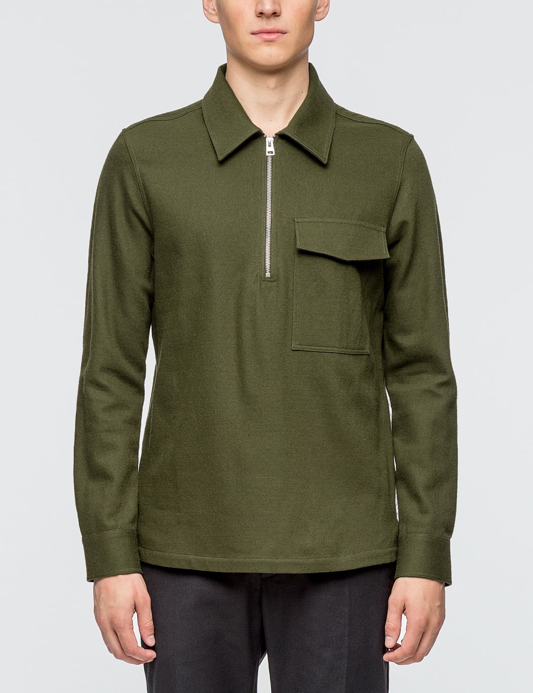 Ami - Wide Fit Zipped Collar Shirt | HBX - Globally Curated Fashion and ...