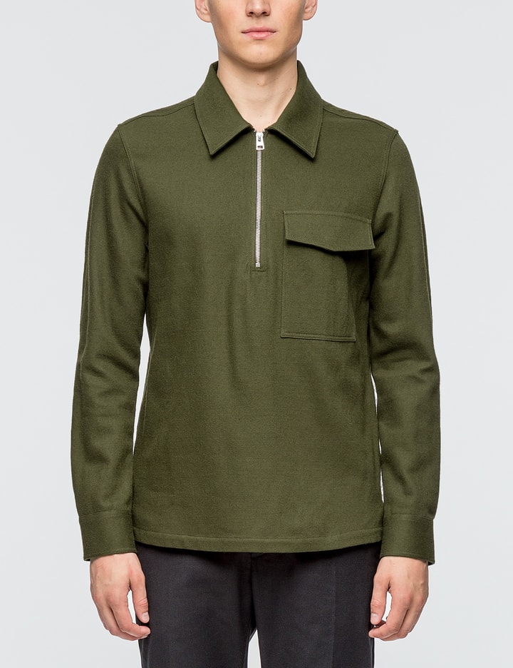 Ami - Wide Fit Zipped Collar Shirt | HBX - Globally Curated Fashion and ...