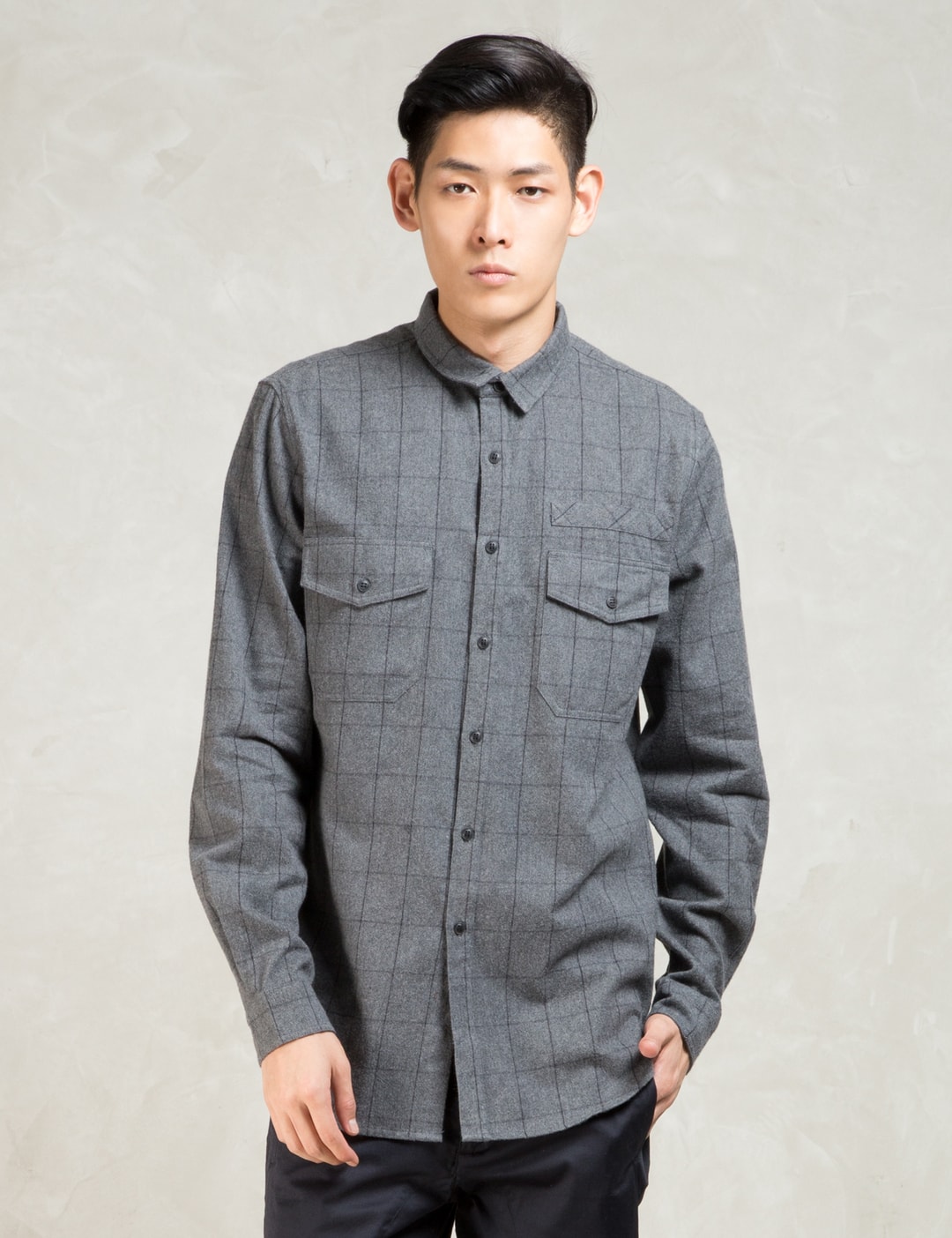 Stampd - Grey L/S Plaid Flannel Shirt | HBX - Globally Curated Fashion ...