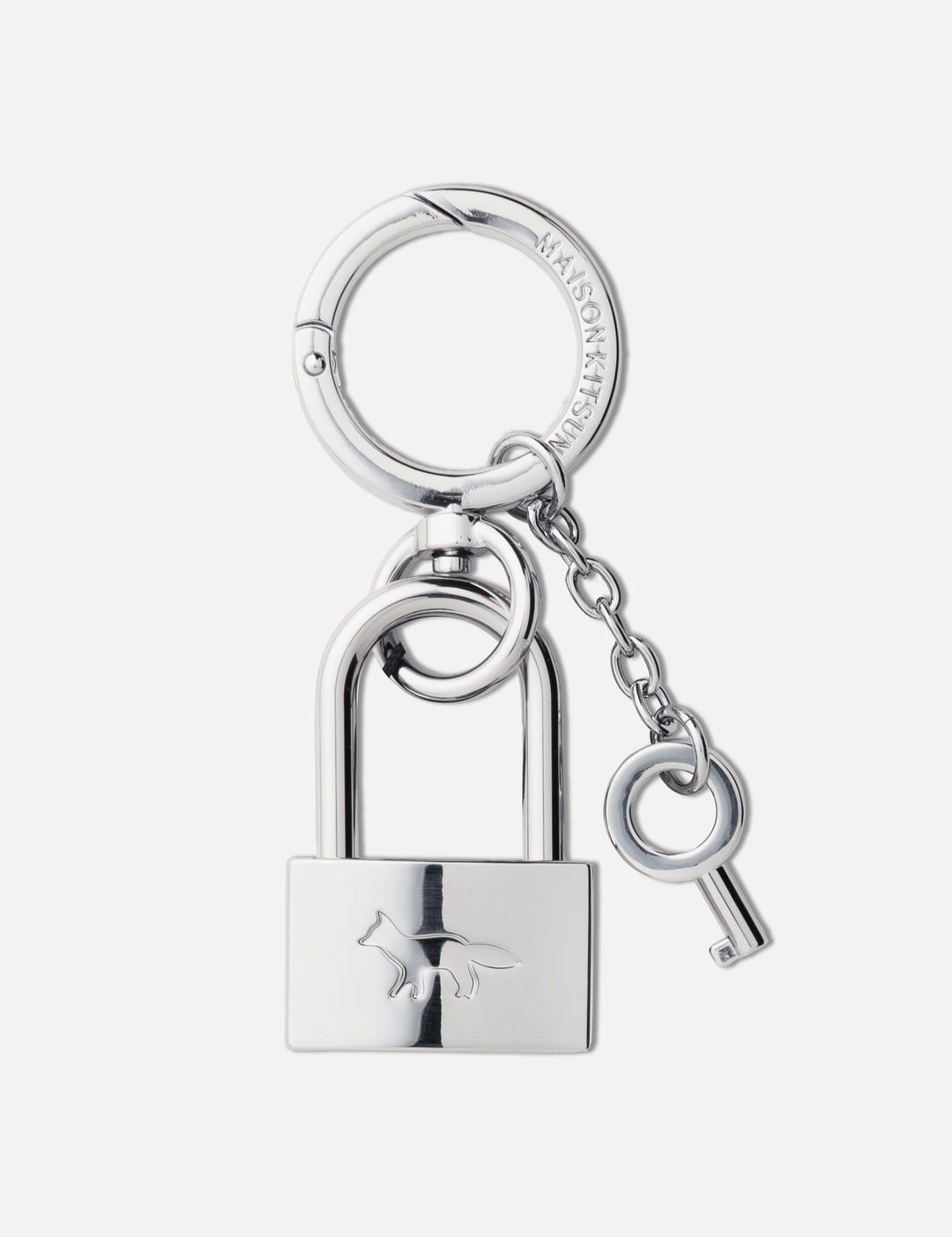 Maison Kitsuné Padlock Charm - Silver engraved padlock with detachable ...