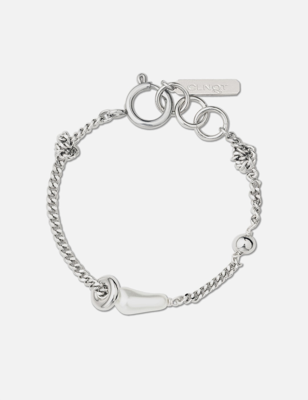 Justine Clenquet Liam Bracelet - Palladium brass chain with pearl and ...