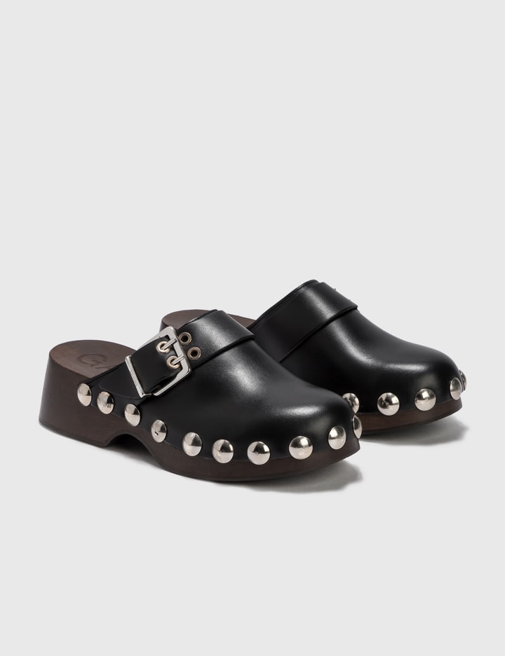 Ganni - Retro Leather Clogs | HBX - Globally Curated Fashion and ...
