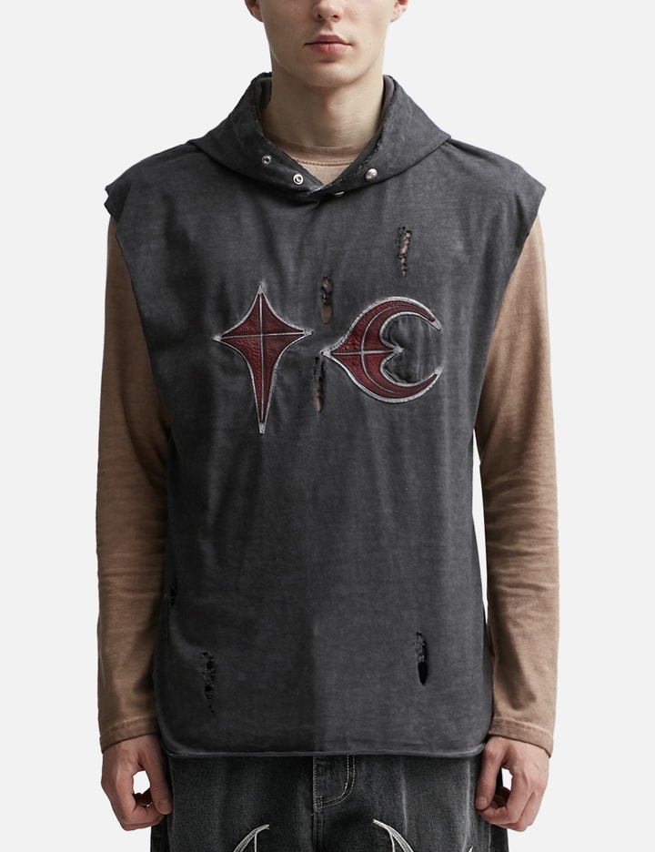 THUG CLUB - Leather Logo Patch Hooded Tank | HBX