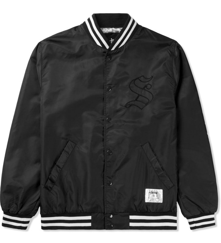 Stüssy - Black Satin Stadium Jacket | HBX - Globally Curated Fashion ...
