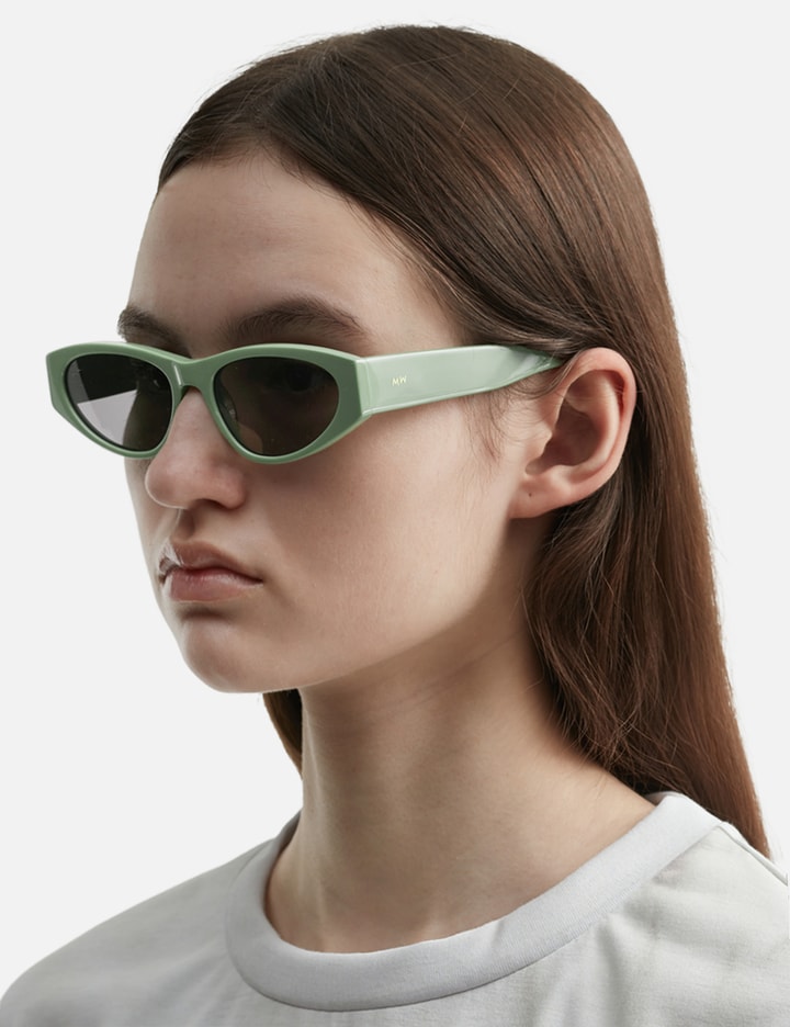 MessyWeekend Blade - Sage cat-eye acetate sunglasses with anti ...