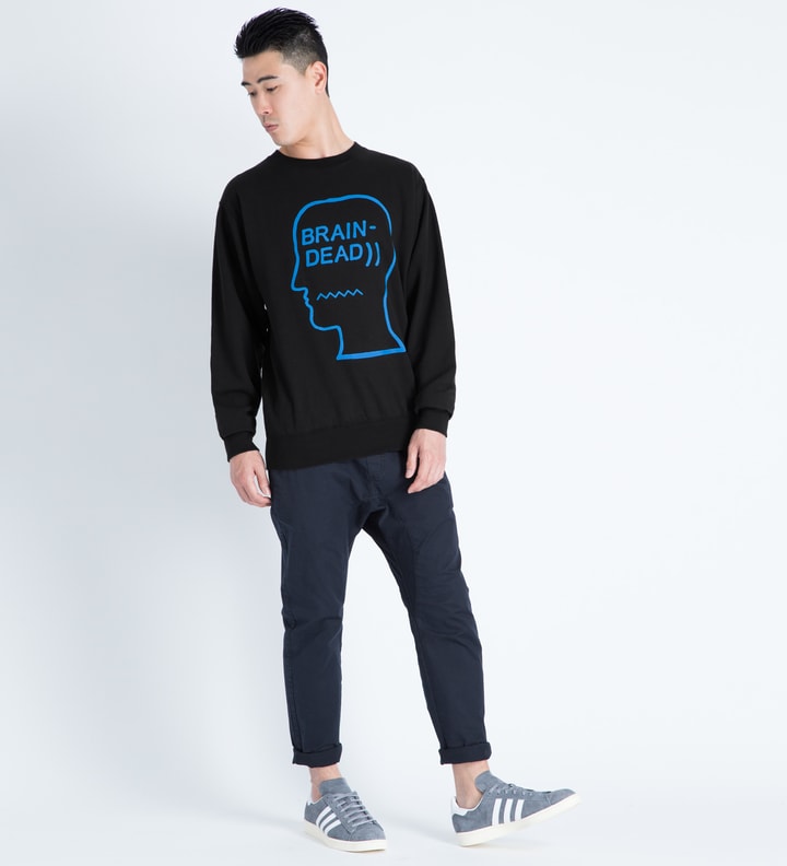 Brain Dead - Black Logo Crewneck Sweater | HBX - Globally Curated ...
