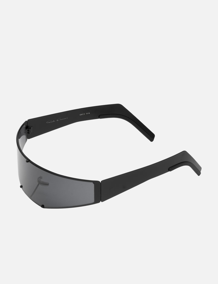 Rick Owens Cyclops - Black geometric sunglasses with wraparound lens | HBX