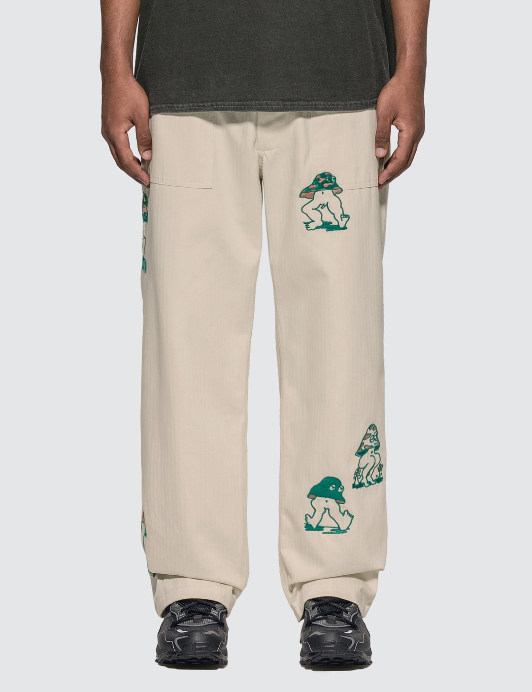 Brain Dead - Mushroom Embroidery Herringbone Military Pants | HBX