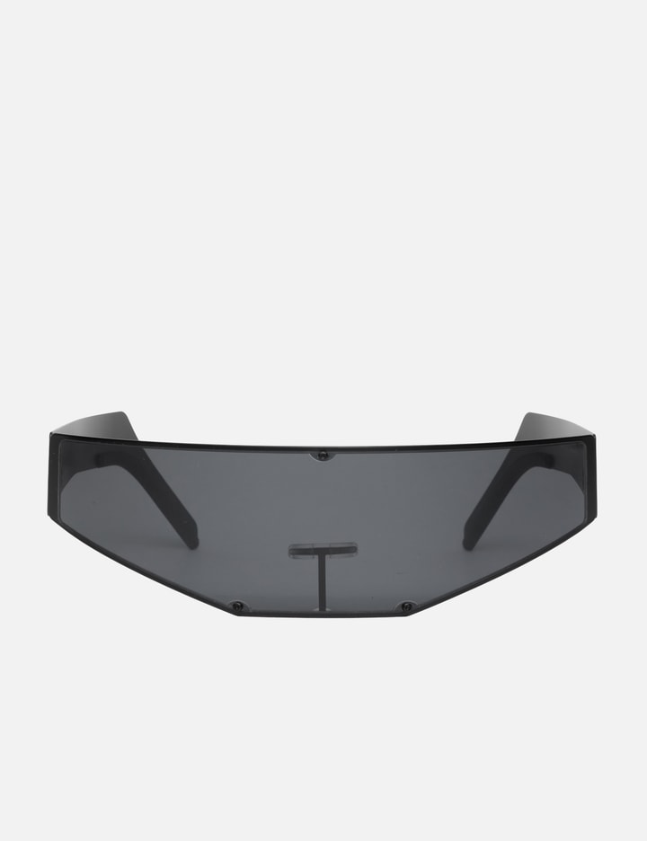 Rick Owens Cyclops - Black geometric sunglasses with wraparound lens | HBX