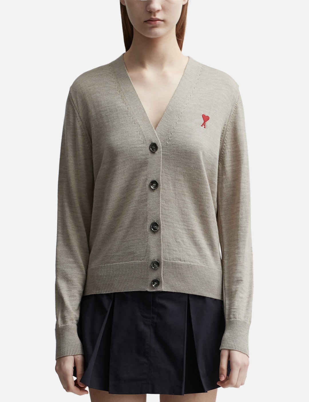 Ami - Red Ami de Coeur Cardigan | HBX - Globally Curated Fashion and ...