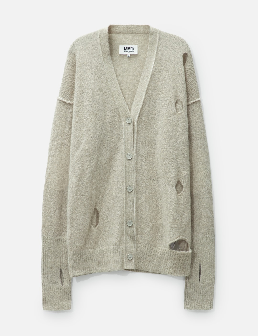 MM6 Maison Margiela - Distressed Long Cardigan | HBX - Globally Curated ...