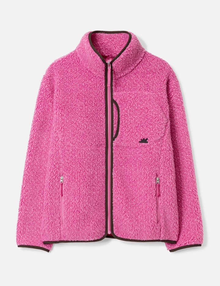 Sunlove Kumo Sherpa Fleece Jacket - 麻花粉Sherpa羊羔絨外套，高領刷毛保暖，YKK拉鍊與對比羅紋細節 ...